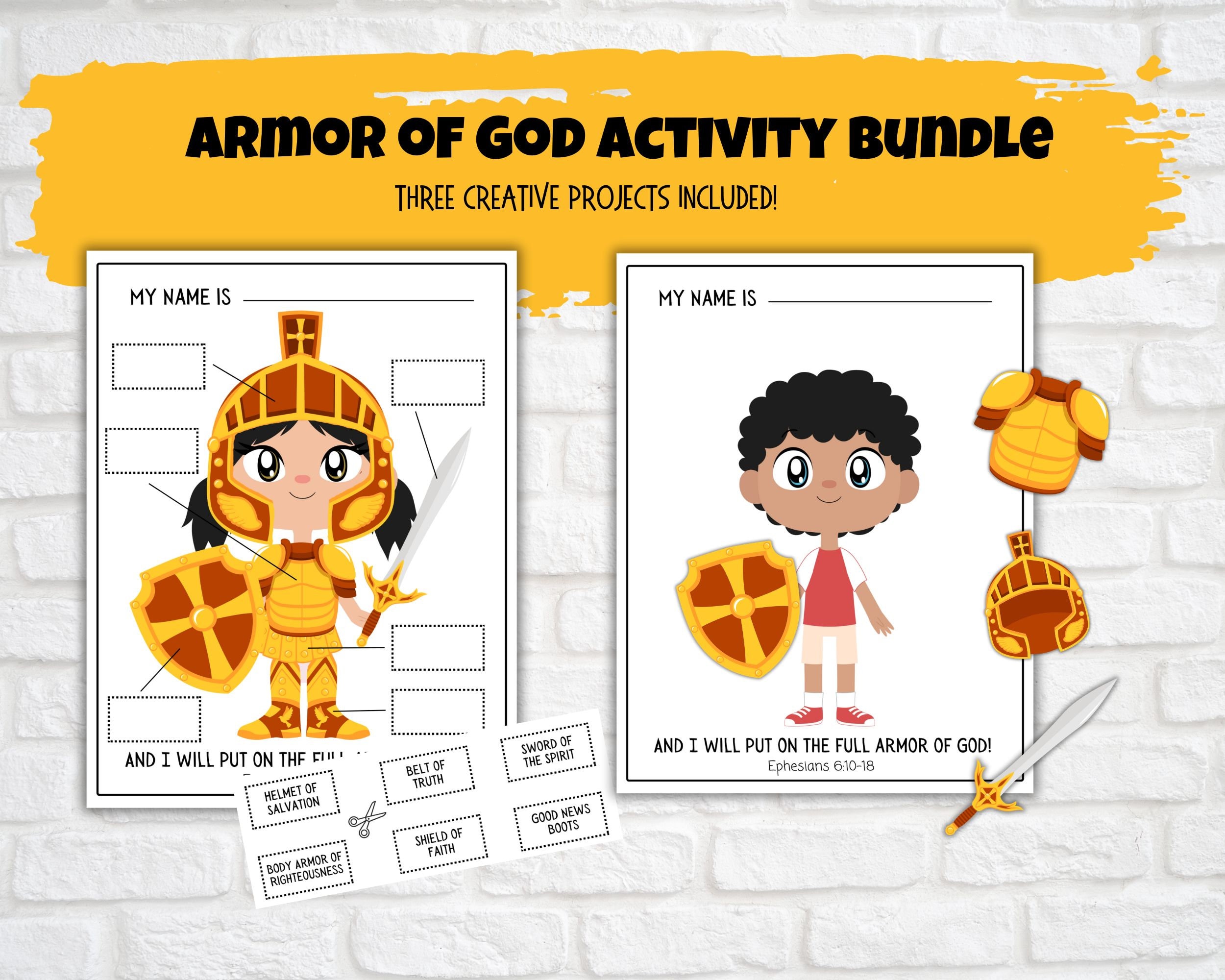 Kids Armor of God Activity Pages, Sunday School Activity, Kids Church ...