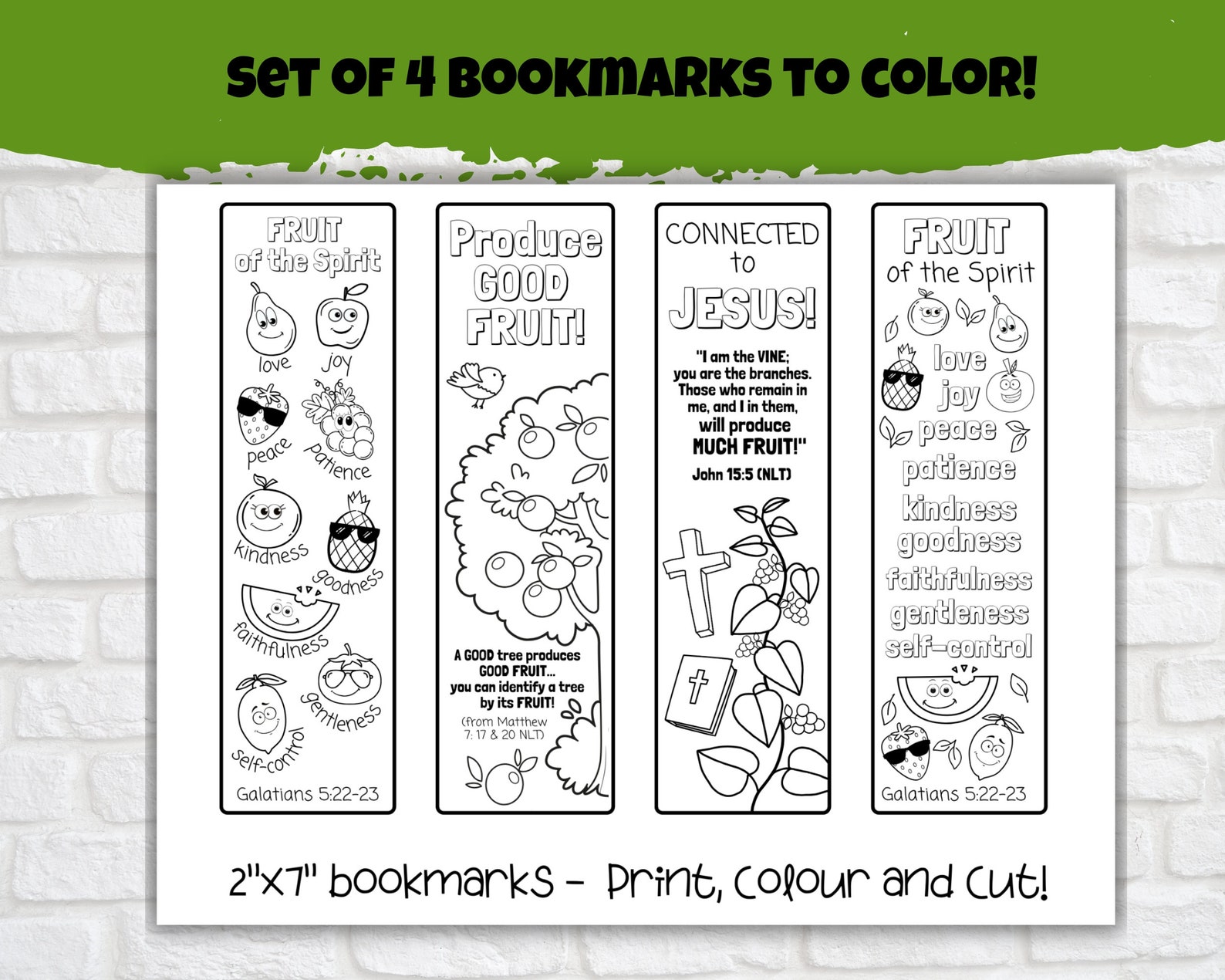 Fruit of the Spirit Printable Coloring Bookmarks, Galatians 5, Sunday ...