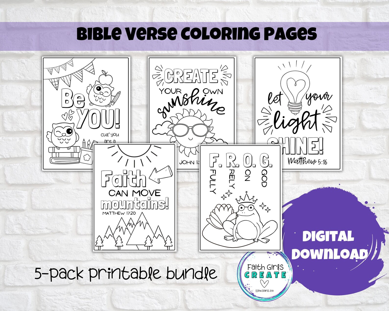 Kids Bible Verse Printable Colouring Pages, Faith Can Move Mountains ...