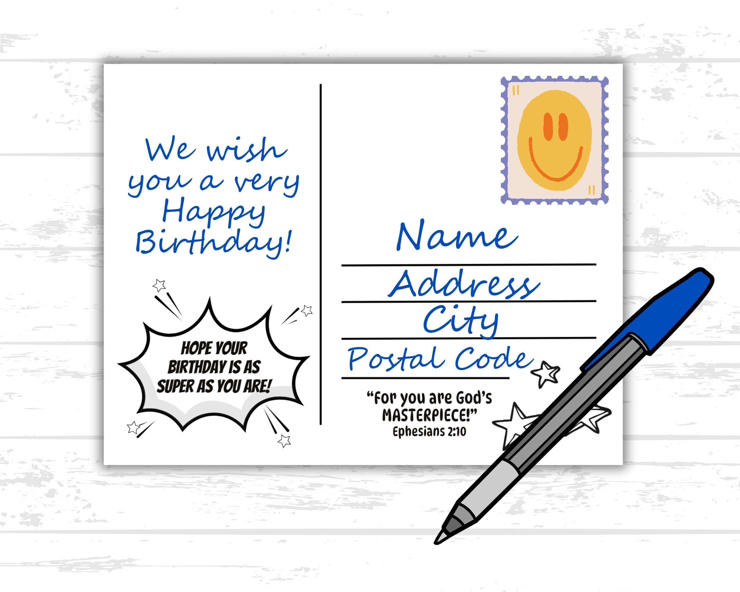 Superhero Printable Birthday Cards, Set of 8 Full Color Postcards ...