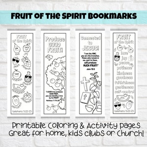 Fruit of the Spirit Printable Coloring Bookmarks Galatians 5 - Etsy Canada