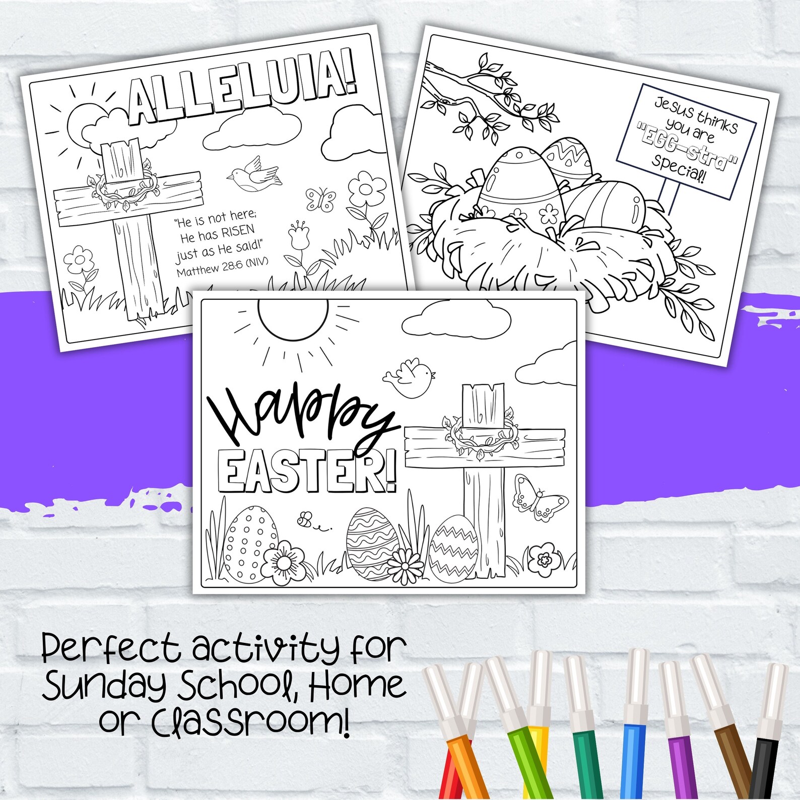Easter & Palm Sunday Colouring Pages, Set of 15 - Etsy