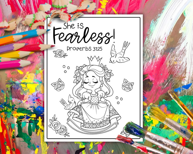 Princess She Is...bible Verse Colouring Pages, Affirmation, Faith Girls ...
