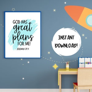 God Has Great Plans for Me, Printable Bible Wall Art, Affirmation Art ...