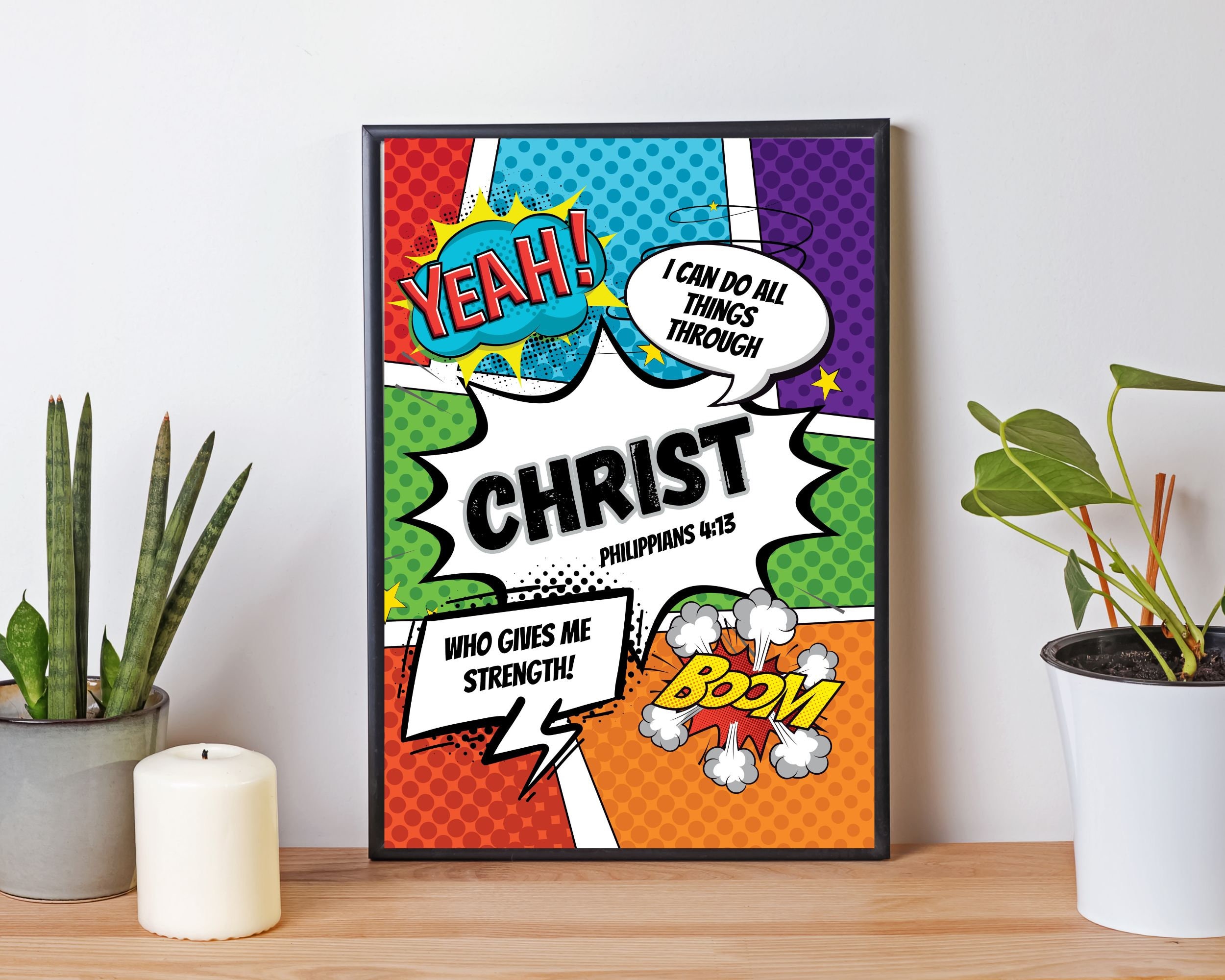Superhero Bible Verse Wall Art, Printable Scripture Poster, I Can Do ...