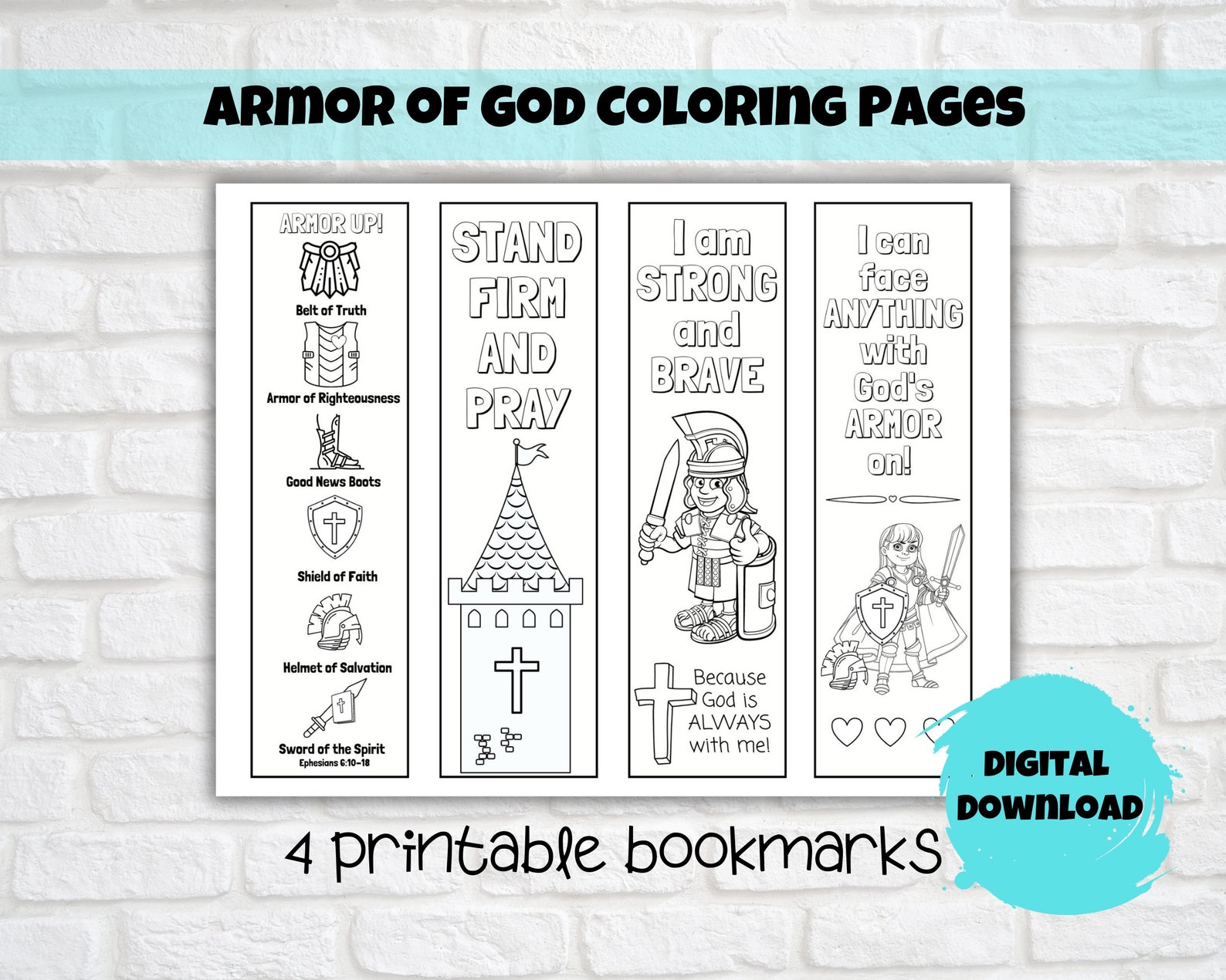 Armor of God Printable Coloring & Activity Pages Cards and - Etsy Canada