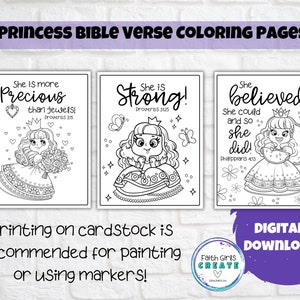 Princess She Is...bible Verse Colouring Pages, Affirmation, Faith Girls ...