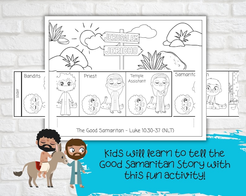 Kids Printable Good Samaritan Story Strips, Sunday School Activity, Kids Church Craft, Bible ...