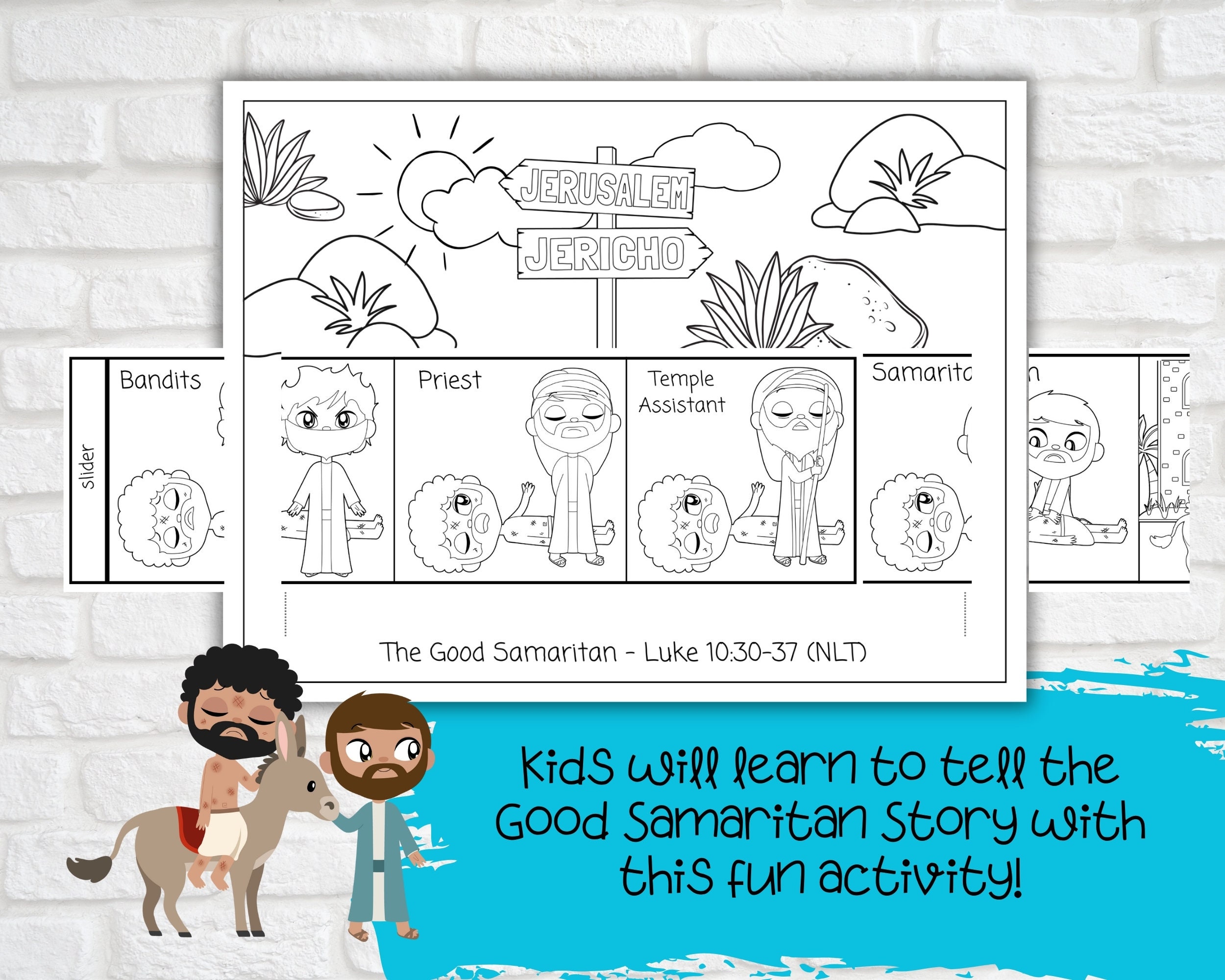 Kids Printable Good Samaritan Story Strips, Sunday School Activity ...