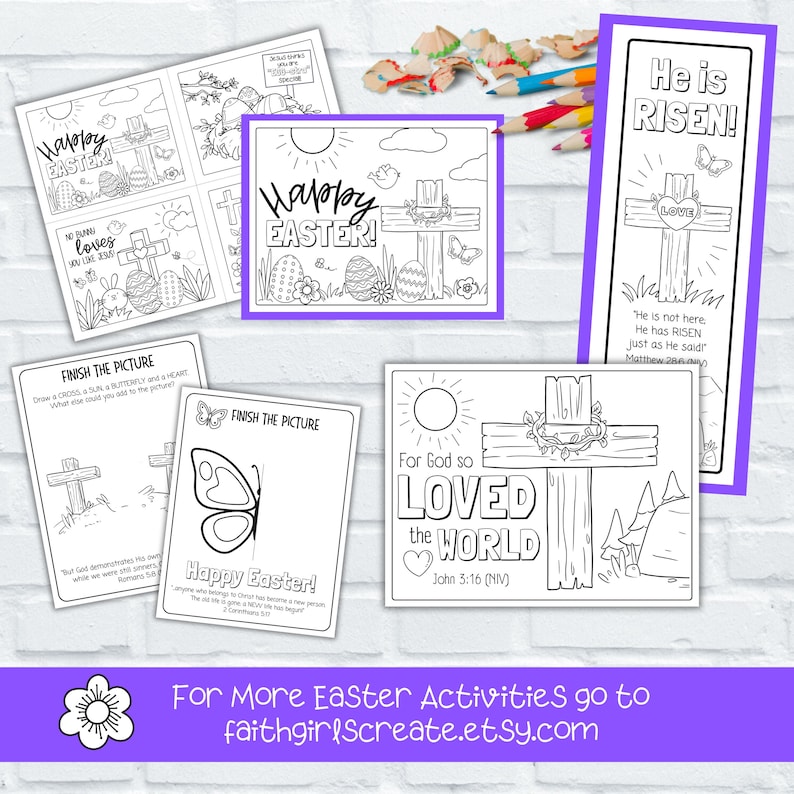 Easter & Palm Sunday Coloring Bookmarks for Kids, Set of 4, Easter ...