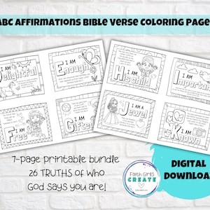 ABC Affirmations Bible Verse Identity in Christ Coloring Pages for ...