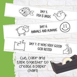 Kids Printable Days of Creation Paper Chain Craft, Sunday School ...