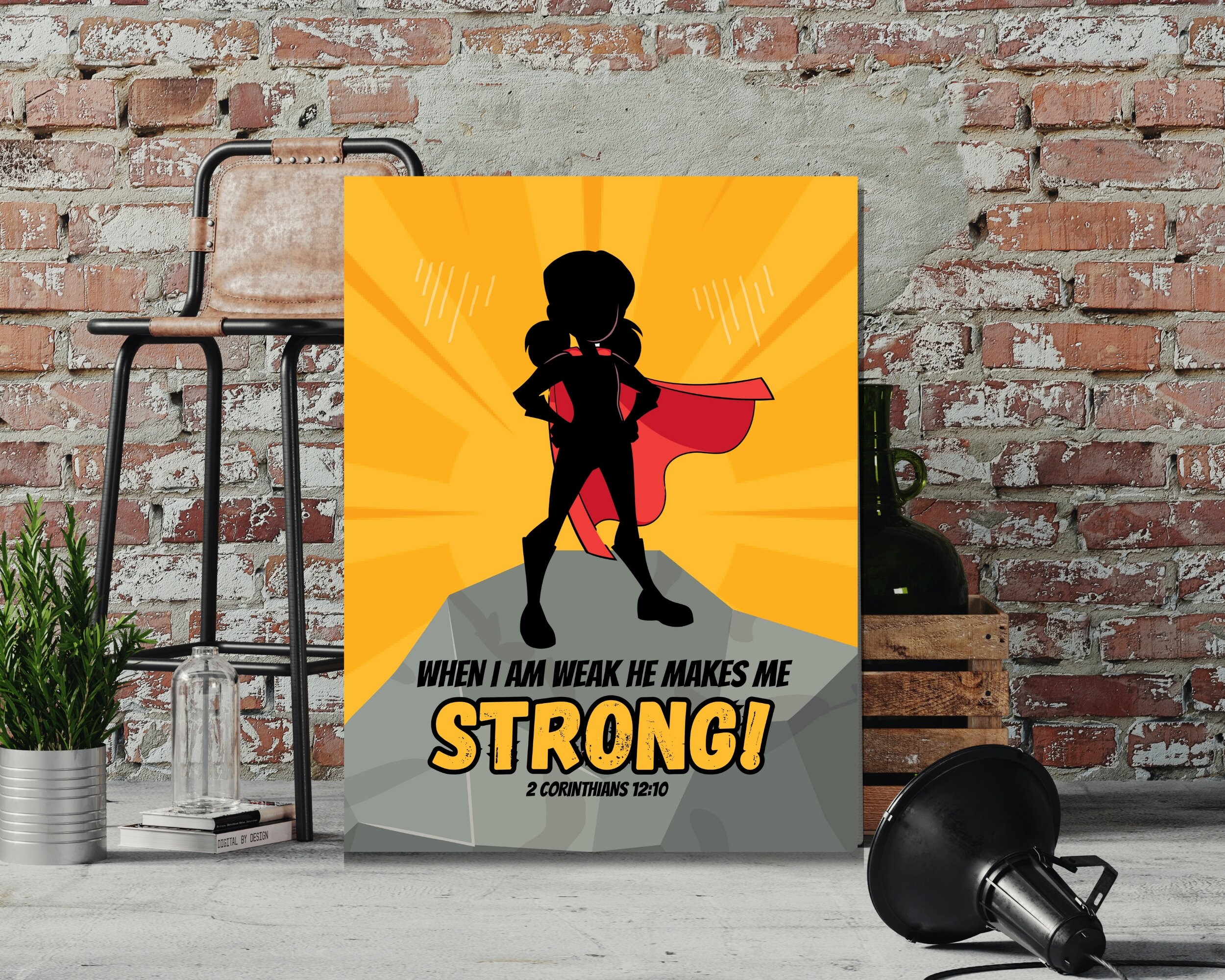 Heroes Bible Verse Wall Art, When I Am Weak He Makes Me Strong ...
