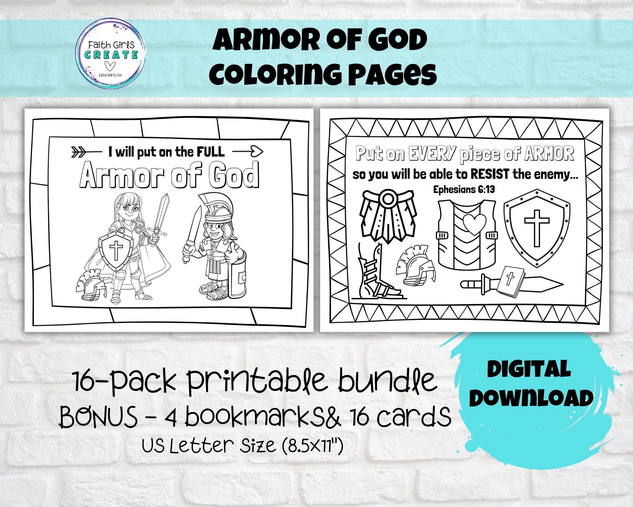 Armor of God Printable Coloring & Activity Pages Cards and - Etsy Canada