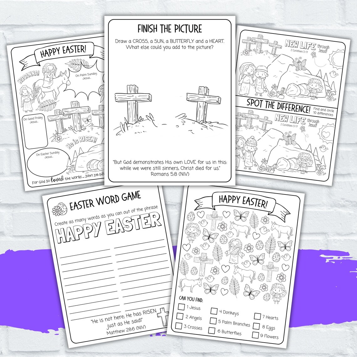 Printable Bible Verse Easter Activity Pages, Easter Games, Sunday ...