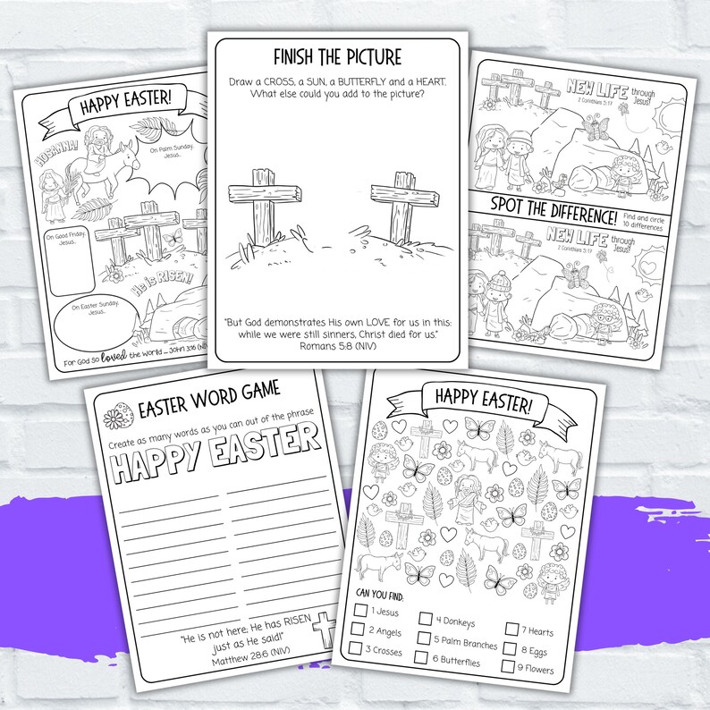 Printable Bible Verse Easter Activity Pages, Easter Games, Sunday ...