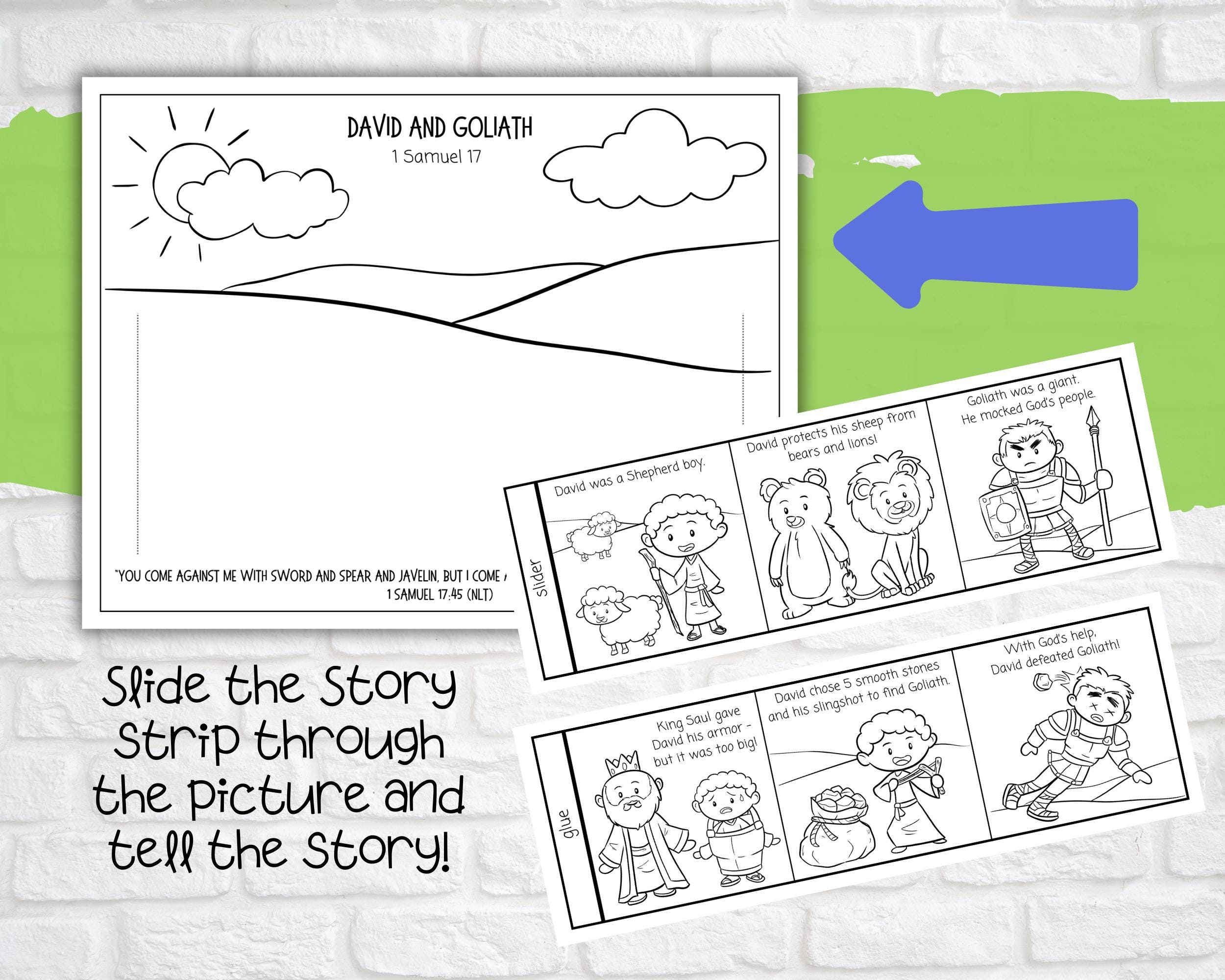 David and Goliath Story Strips, Sunday School Activity, Kids Church ...