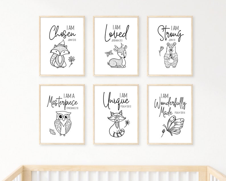 I AM Set of Six Kids Printable Woodland Animal Wall Art, Kidsroom ...