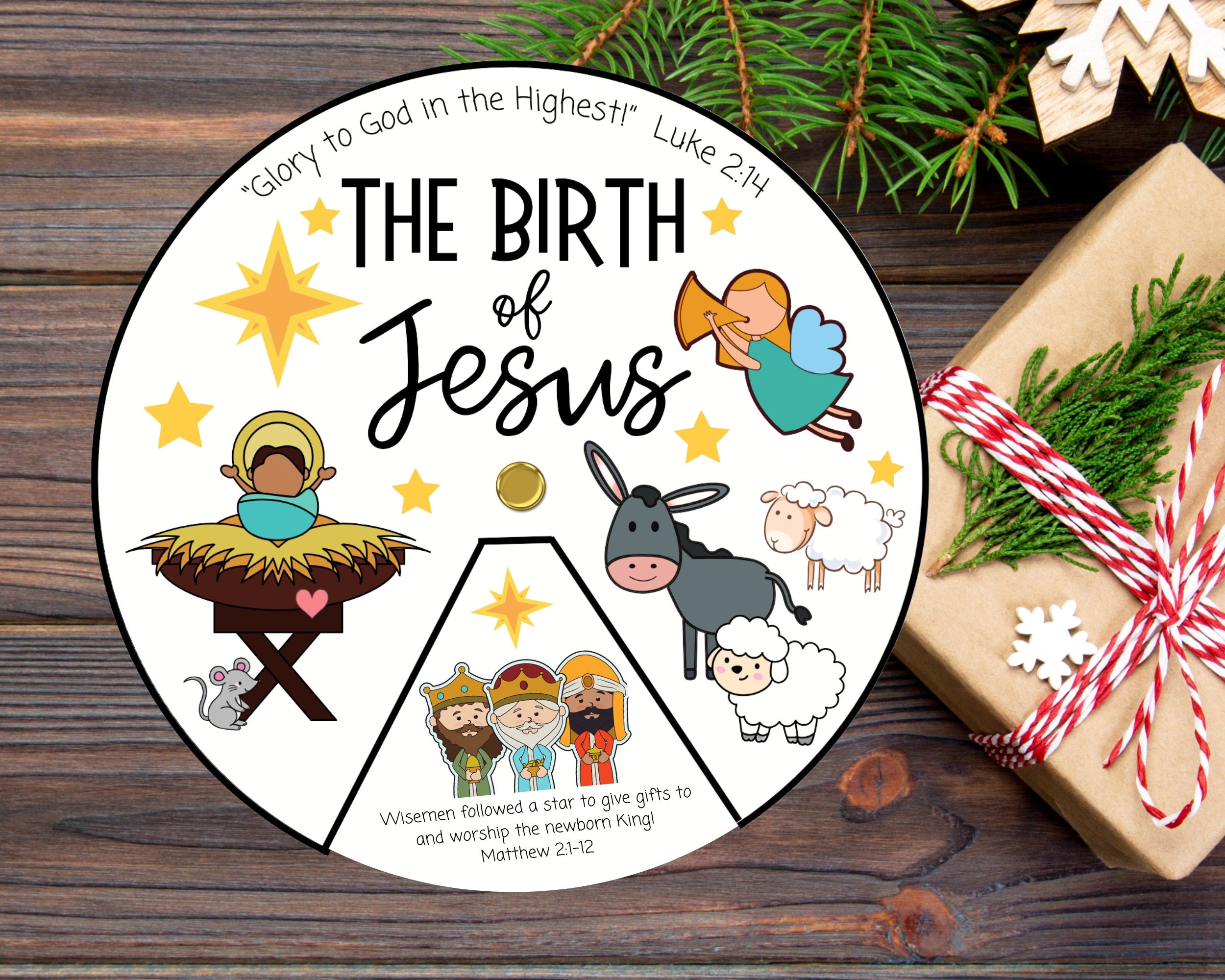 Kids Printable Birth of Jesus Spinner Color Wheel, Nativity Sunday ...