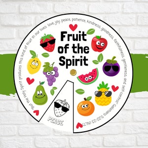 Kids Printable Fruit of the Spirit Spinner Color Wheel, Sunday School ...