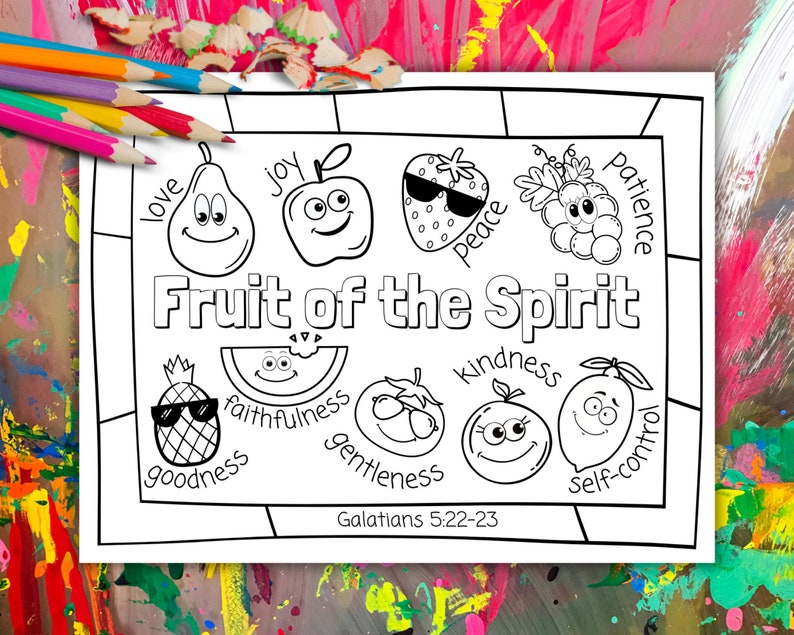 Fruit of the Spirit Printable Coloring Cards, Sunday School, Kids ...