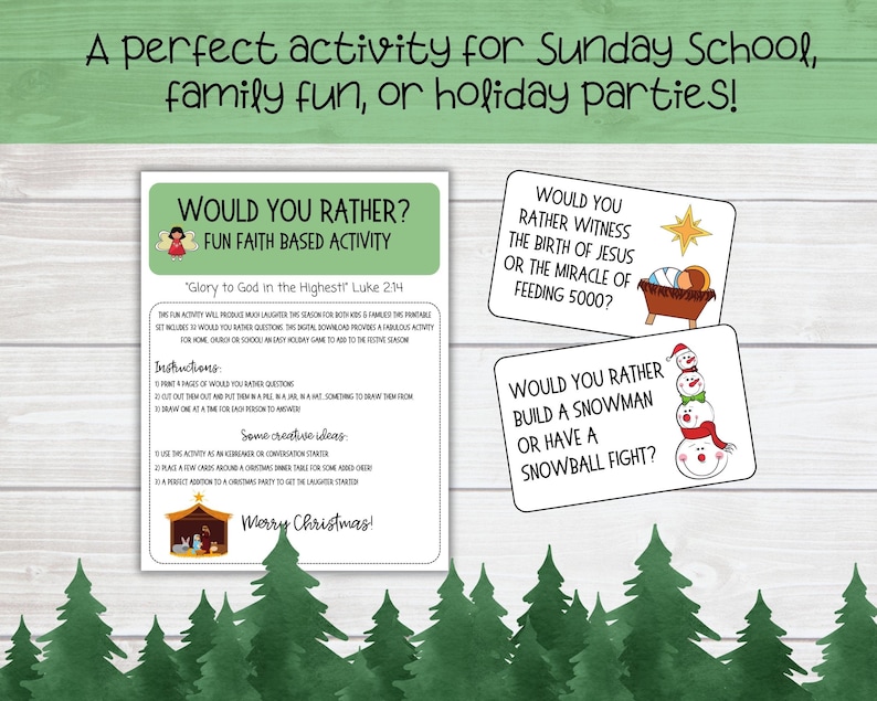 Kids Printable Christmas Would You Rather Game, Faith Based Activity ...