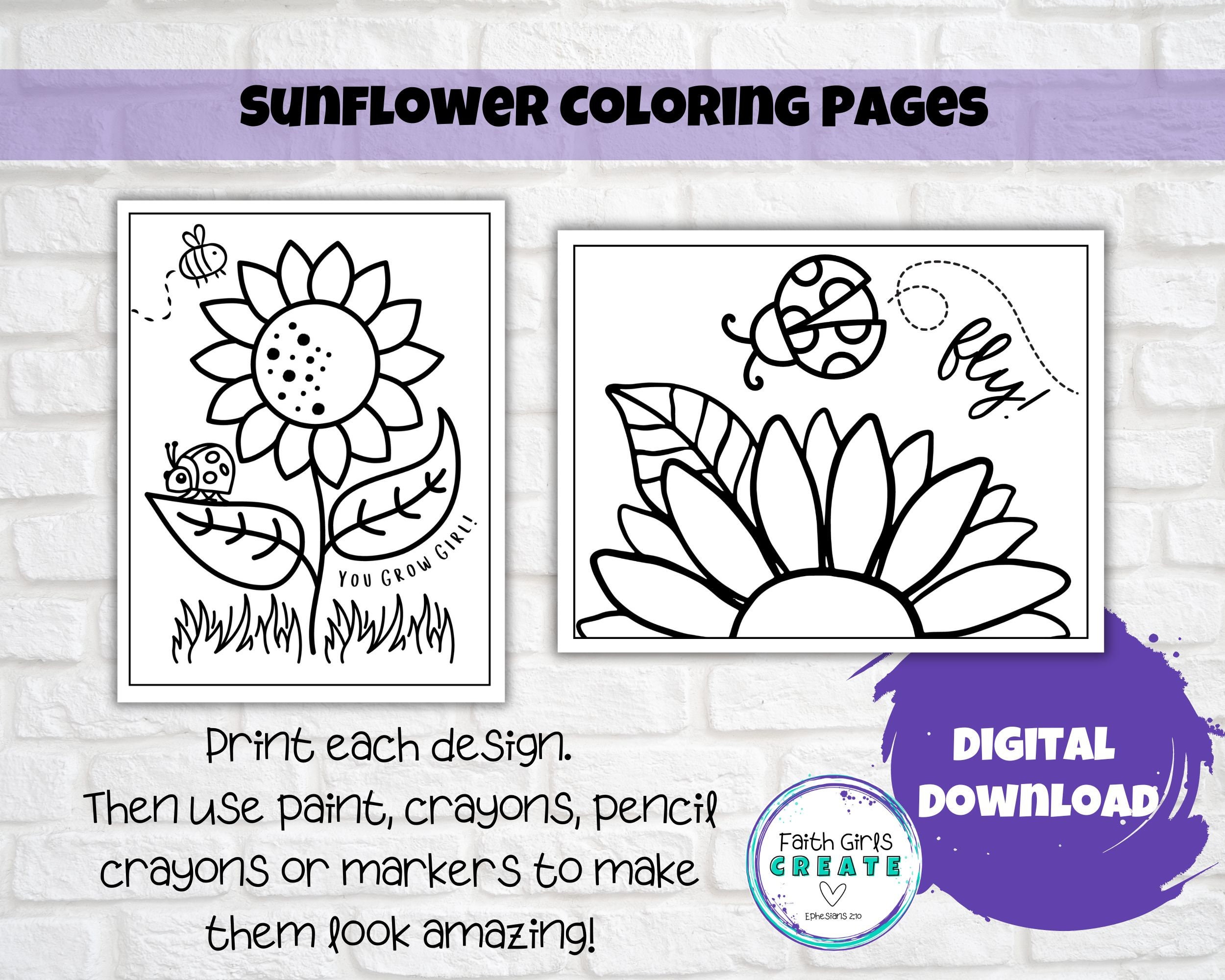 Sunflower Affirmation Colouring Pages, Kids Printable Colouring, Girls ...