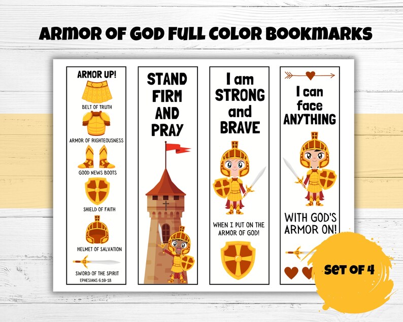 Armor of God Printable Coloring Bookmarks, Ephesians 6, Sunday School ...