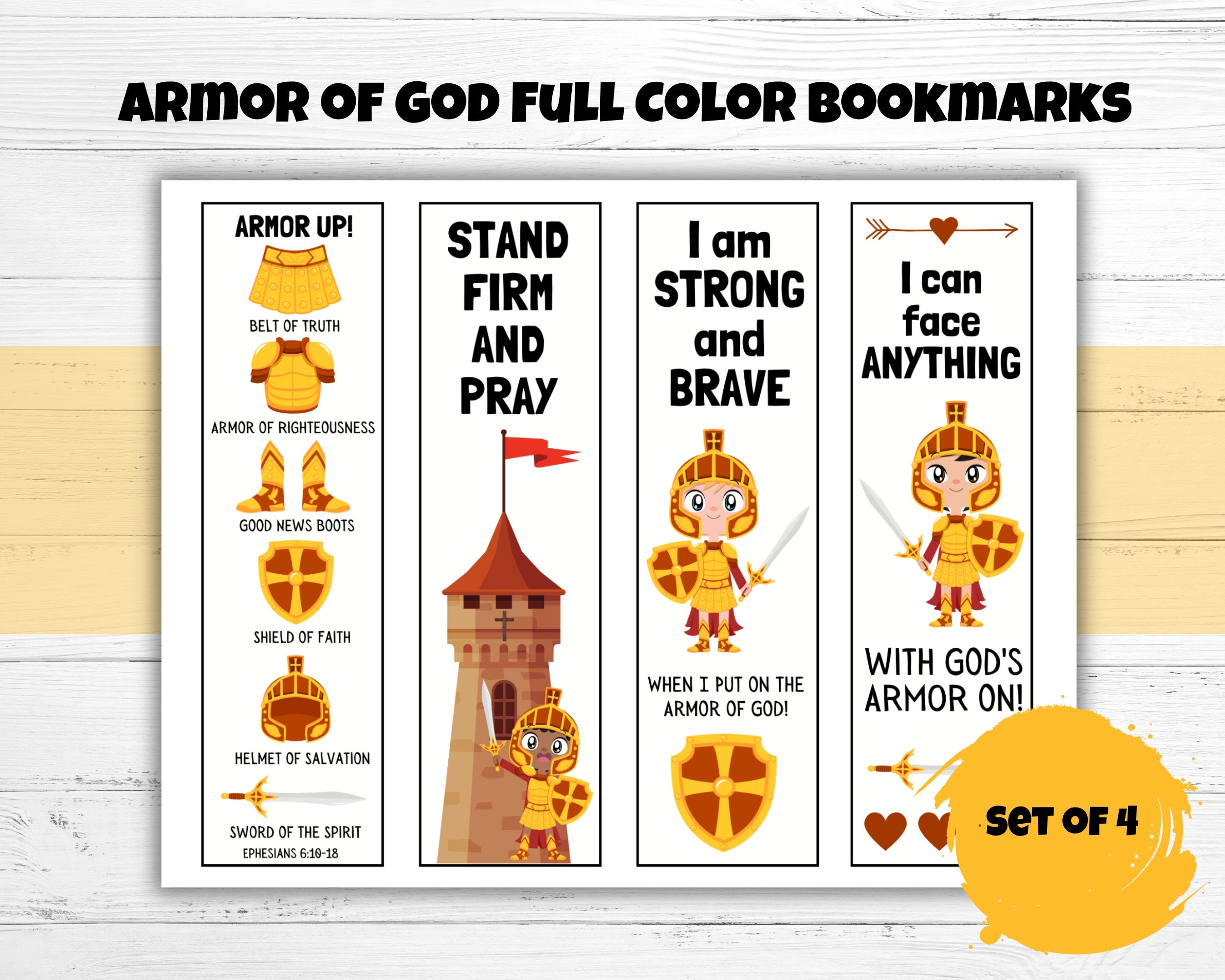 Armor of God Printable Coloring Bookmarks, Ephesians 6, Sunday School ...