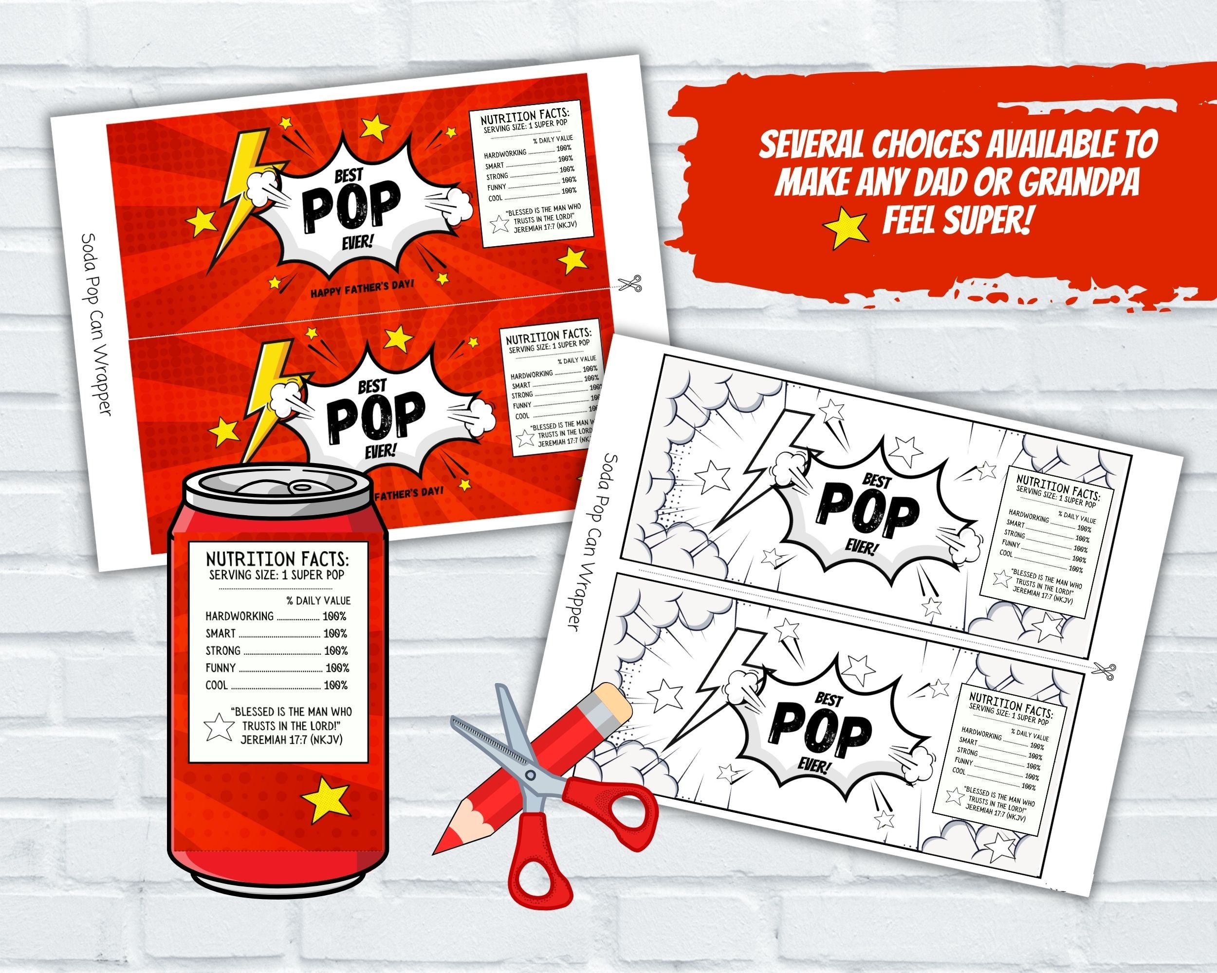 Father's Day Bible Verse SUPERHERO Bundle, Printable Craft, Superhero ...