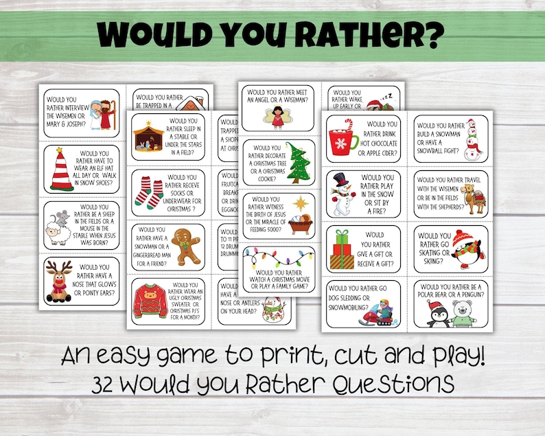 Kids Printable Christmas Would You Rather Game, Faith Based Activity ...