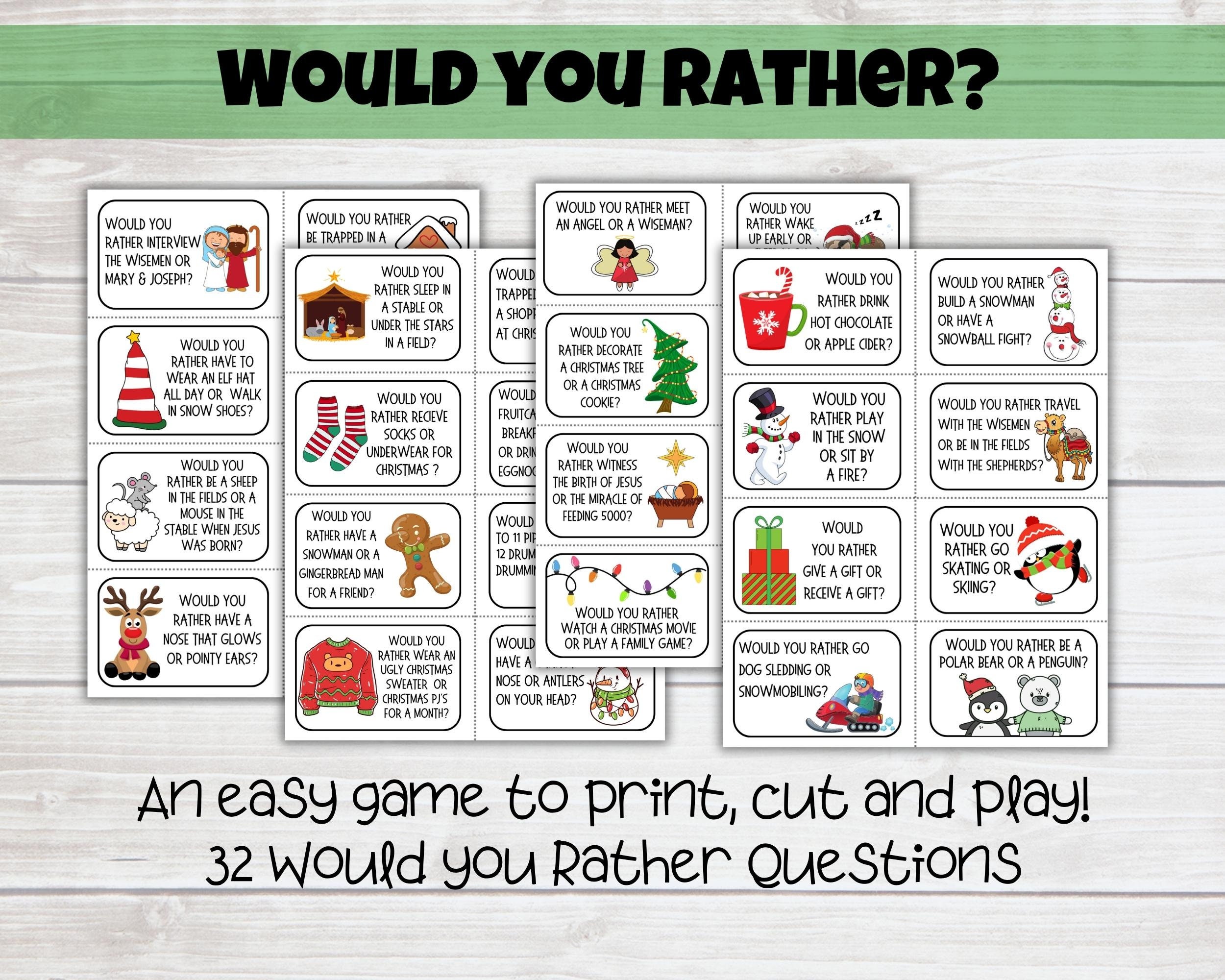 Kids Printable Christmas Would You Rather Game, Faith Based Activity ...