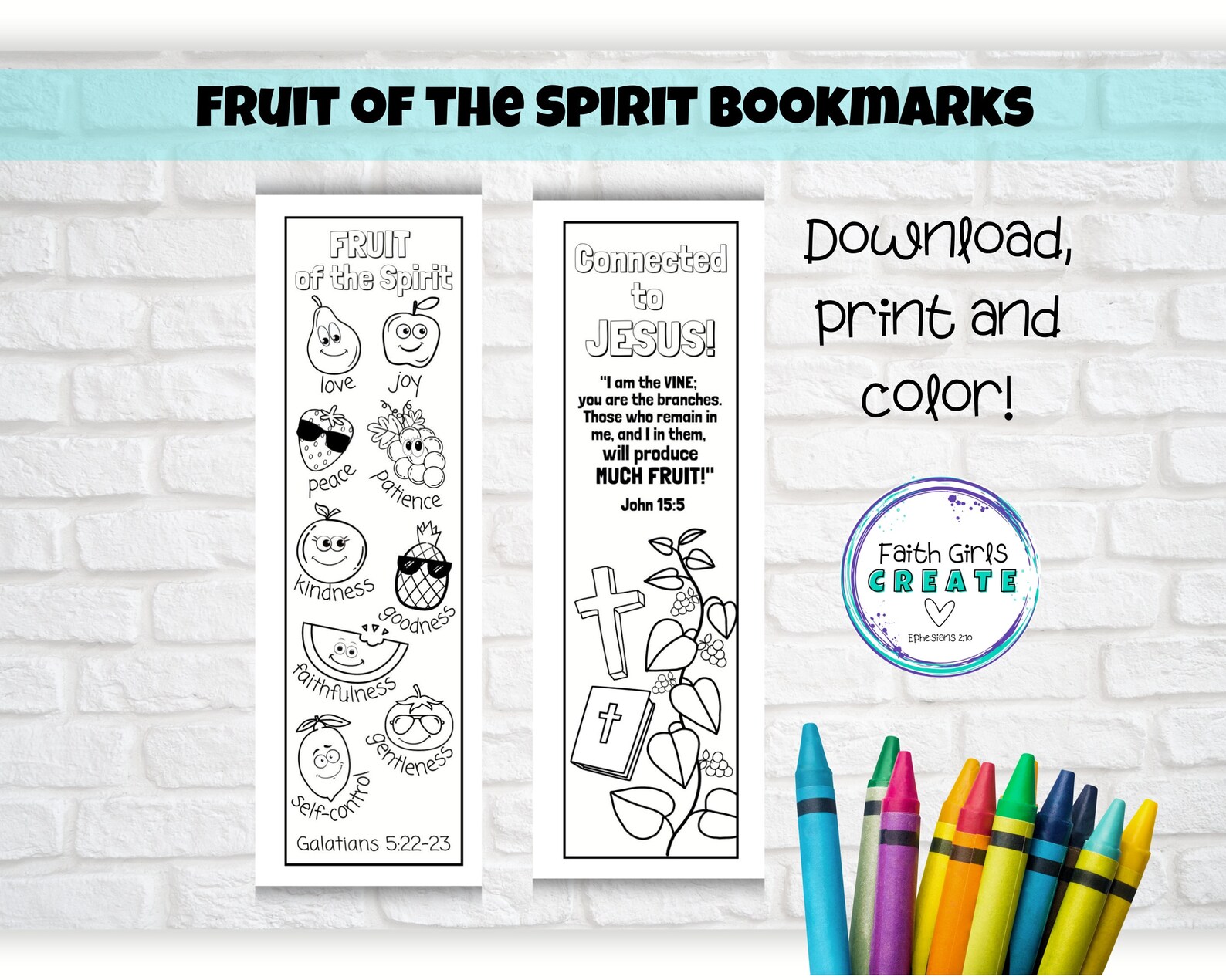 Fruit of the Spirit Printable Coloring Bookmarks Galatians 5 - Etsy Canada