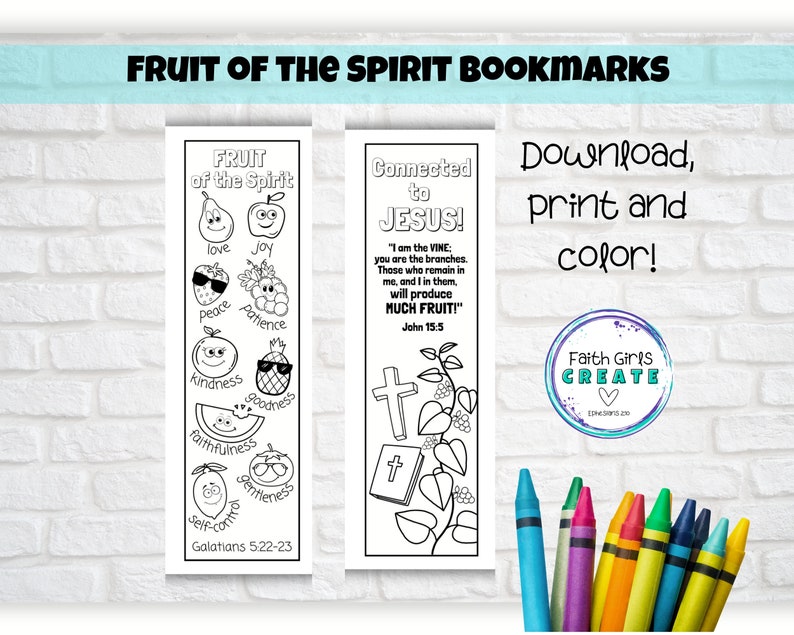 Fruit of the Spirit Printable Coloring Bookmarks Galatians 5 - Etsy Canada