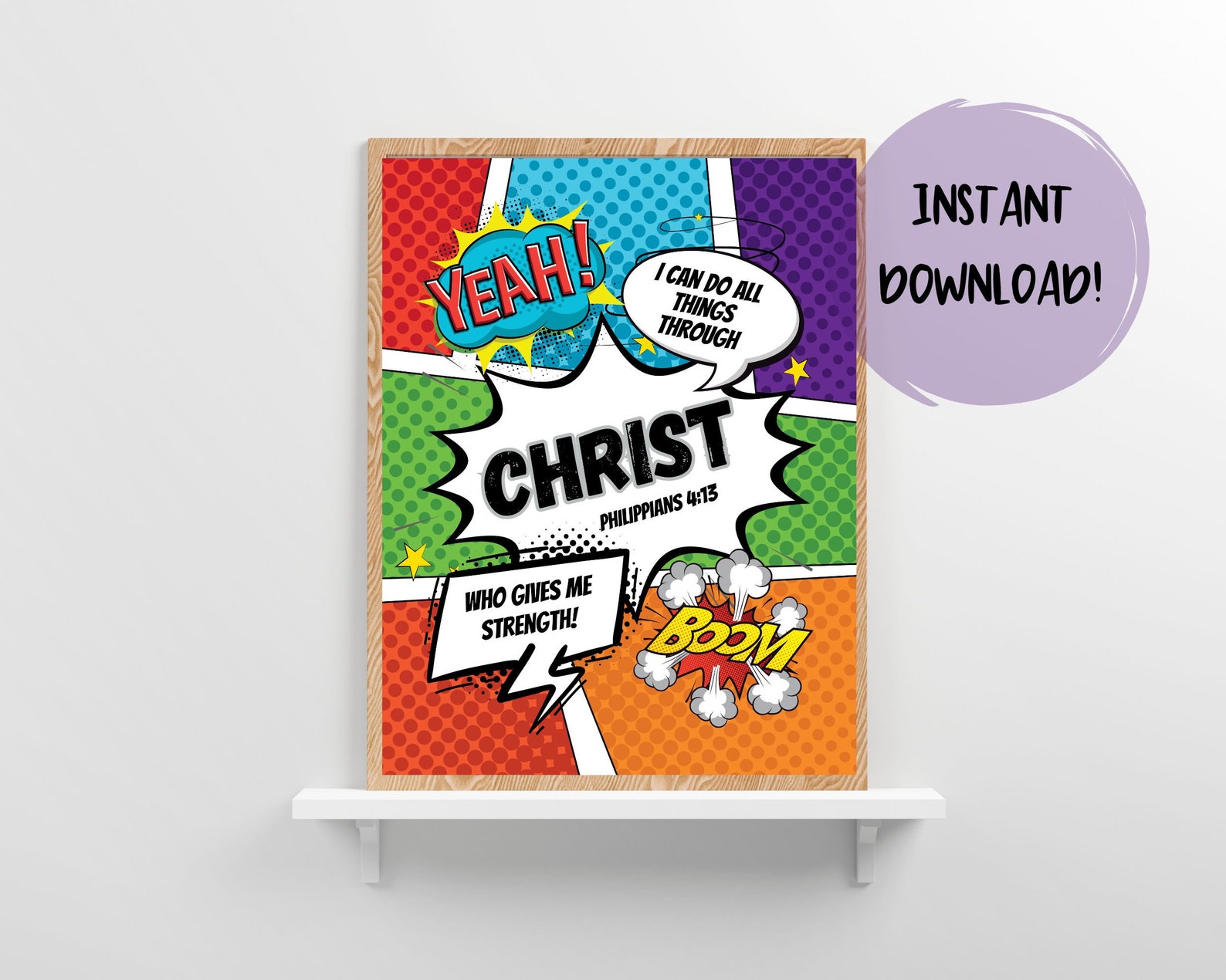 Superhero Bible Verse Wall Art, Printable Scripture Poster, I Can Do ...