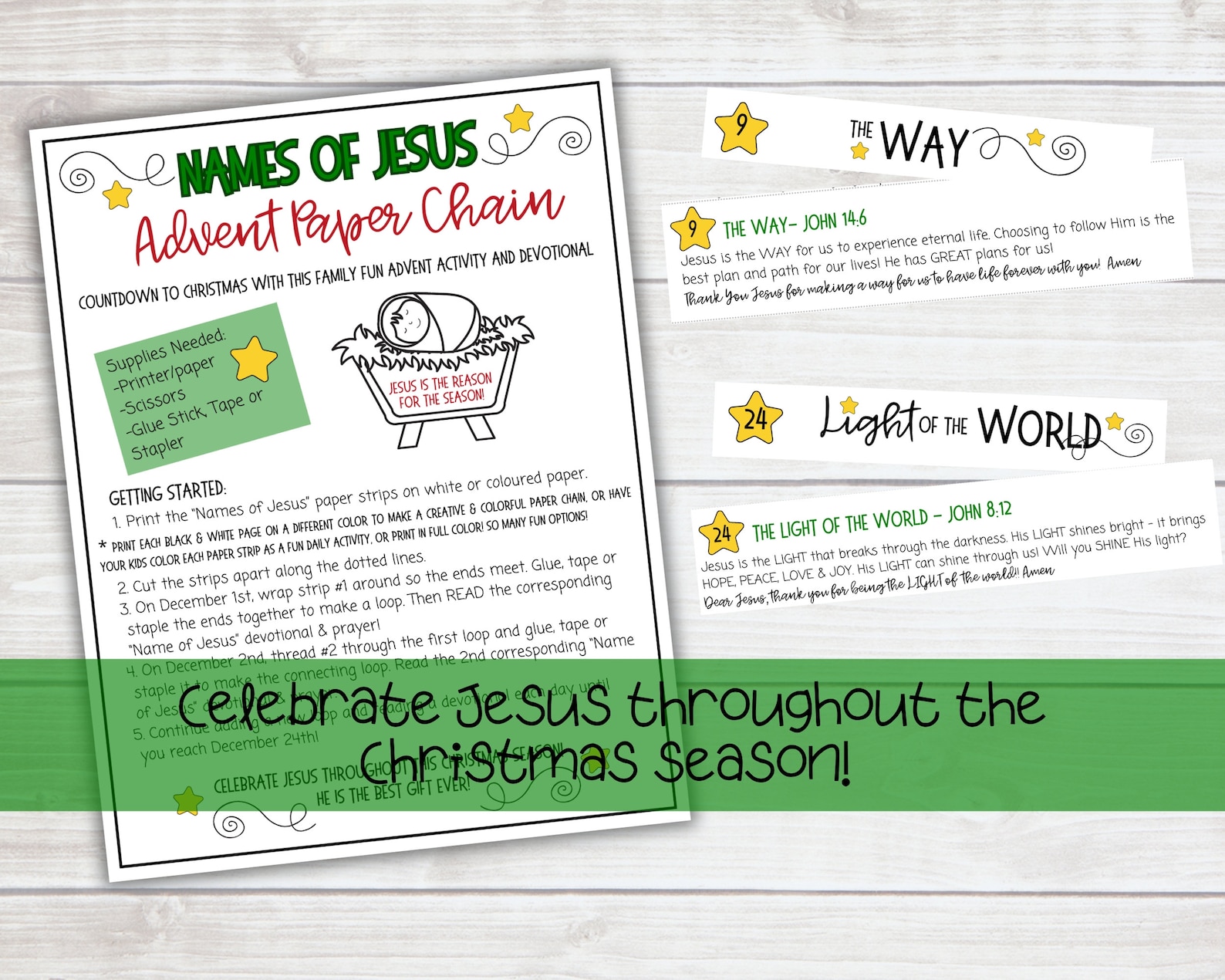 Names of Jesus Advent Paper Chain Activity & Devotional, 24 Names of ...