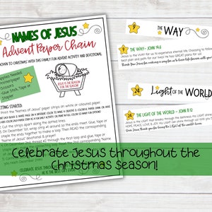 Names of Jesus Advent Paper Chain Activity & Devotional, 24 Names of Jesus, Christmas Craft for ...