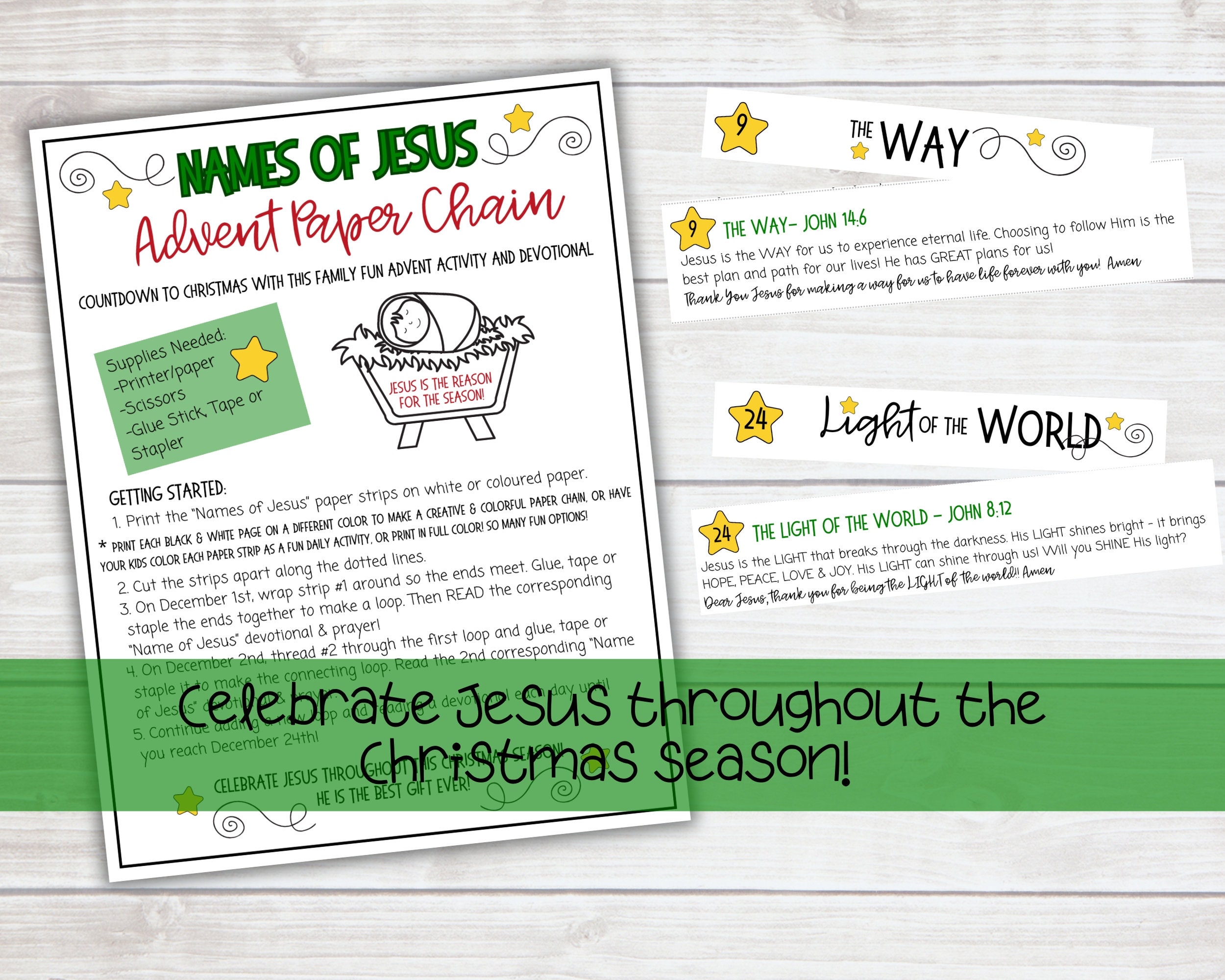 Names of Jesus Advent Paper Chain Activity & Devotional, 24 Names of ...