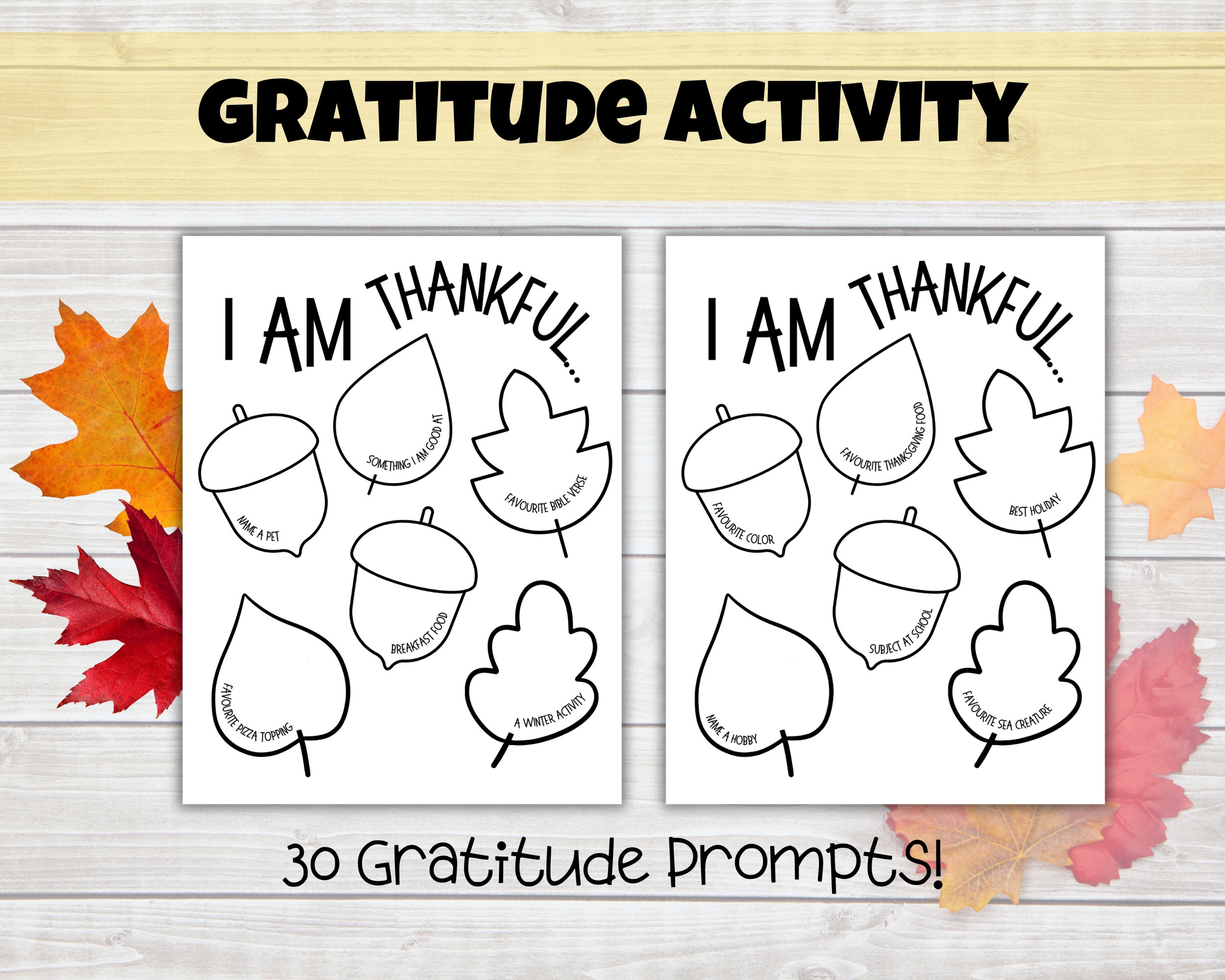 Thanksgiving/fall Bible Themed Activity, 30 Gratitude Prompts, Sunday ...