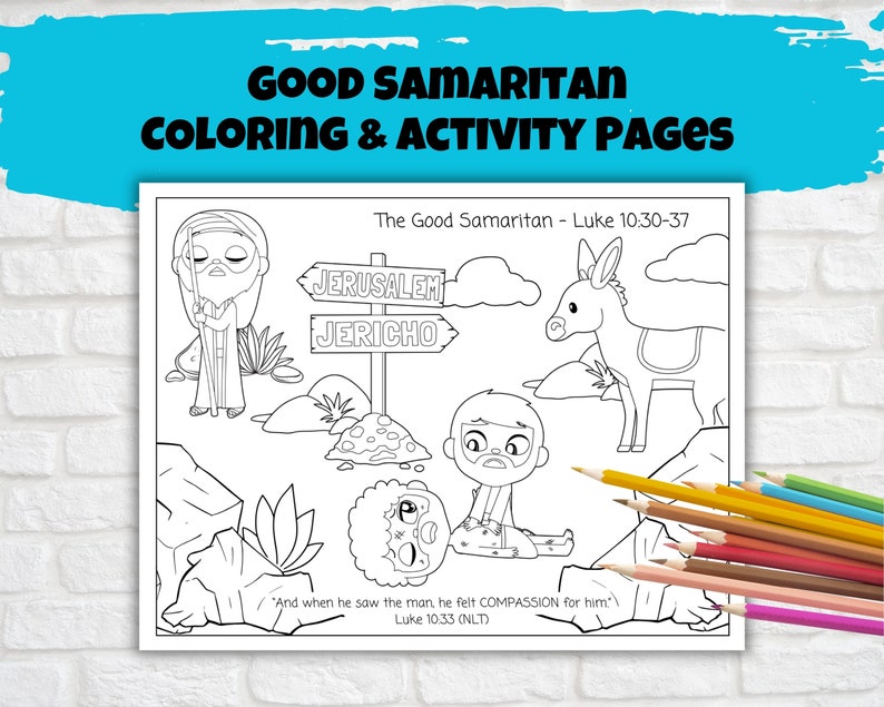 Kids Printable Good Samaritan Coloring & Activity Pages, Sunday School ...