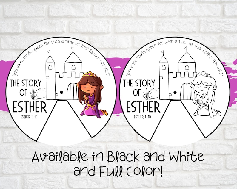 Kids Printable Queen Esther Story Spinner Wheel, Sunday School Activity ...