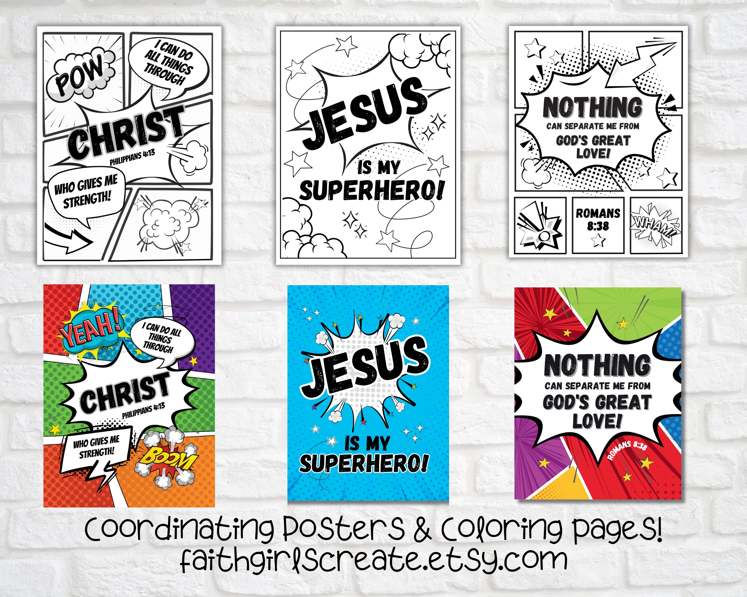 Superhero Bible Verse Wall Art, Printable Scripture Poster, Comic Book ...