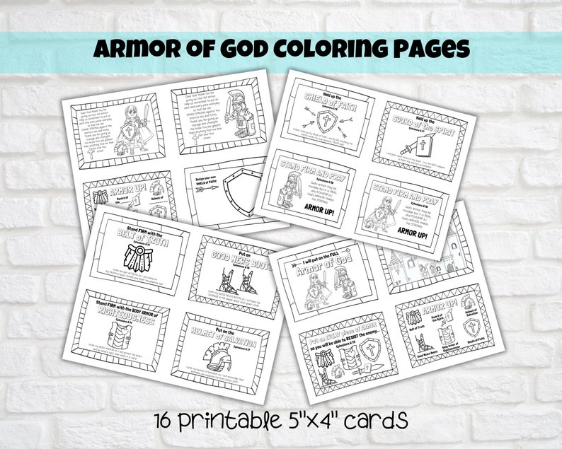 Armor of God Printable Coloring & Activity Pages Cards and - Etsy
