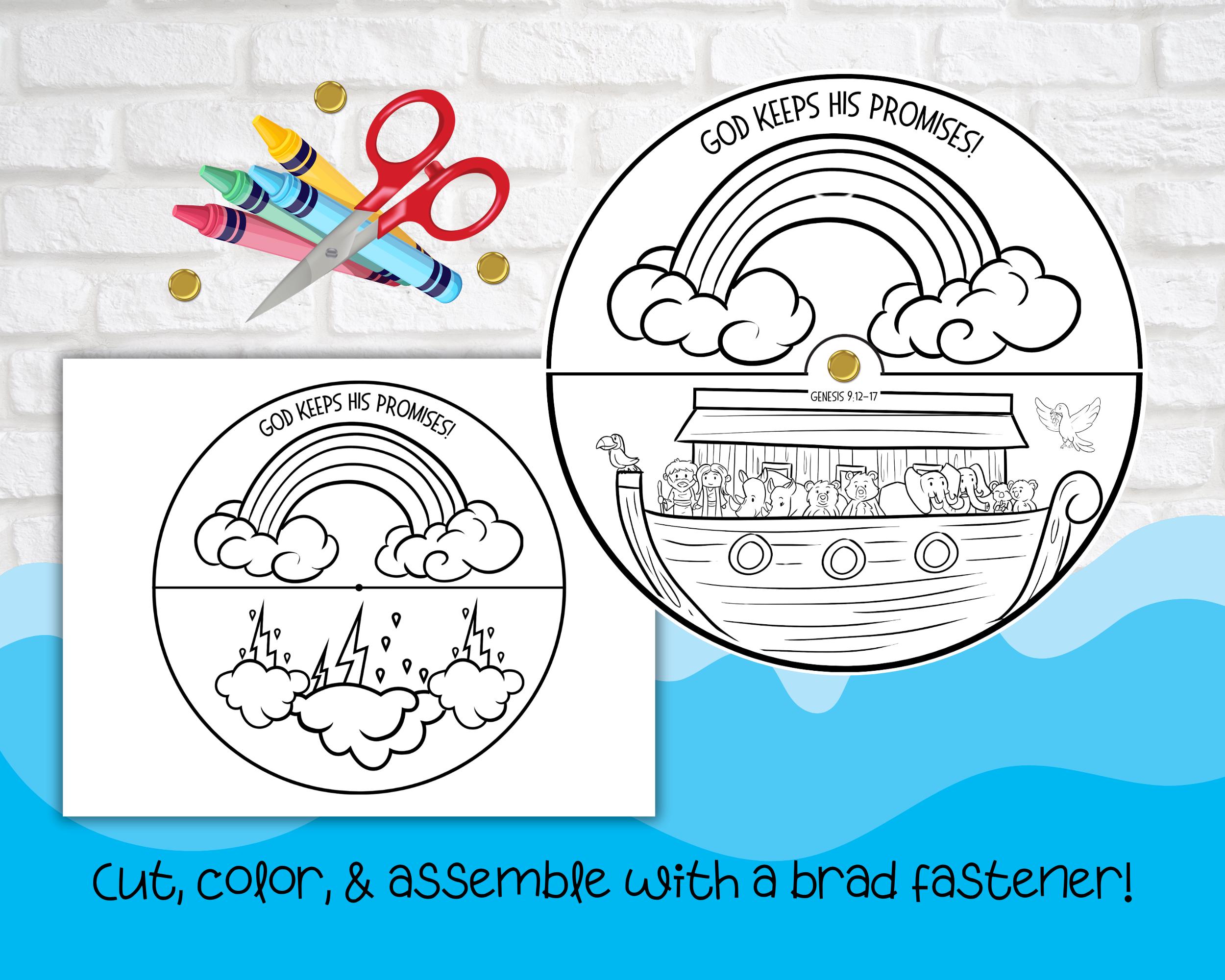 Noah's Ark Spinner Color Wheel, Sunday School Activity, Printable Kids ...