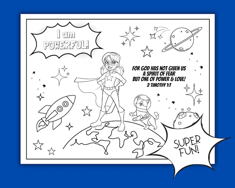 Superhero Comic Book Bible Verse Coloring, Set of 14, Sunday School ...