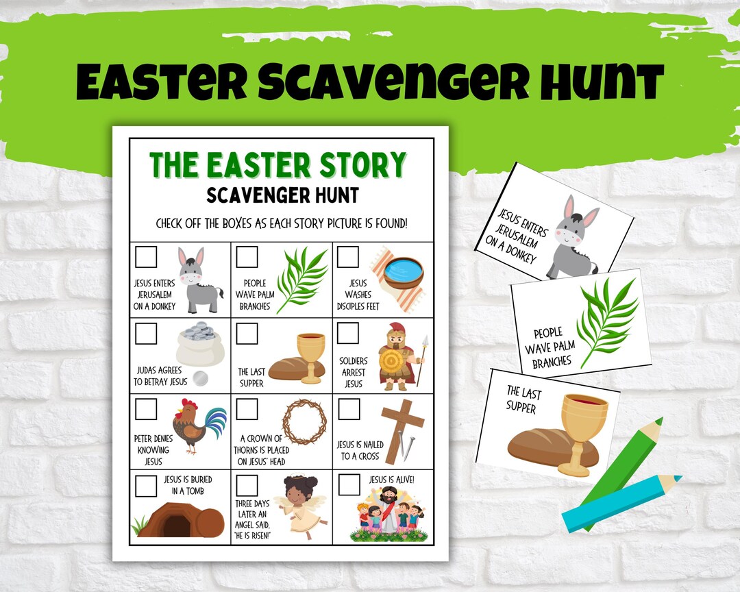 Easter Story Scavenger Hunt, Kids Church Activity (PDF Pattern) - Etsy