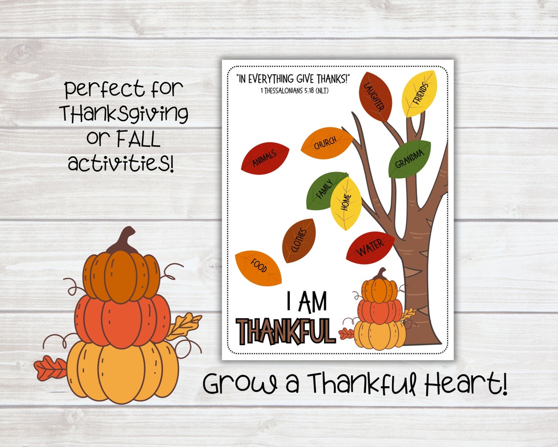 Thanksgiving/fall Gratitude Tree Kids Activity, 30 Faith-filled ...