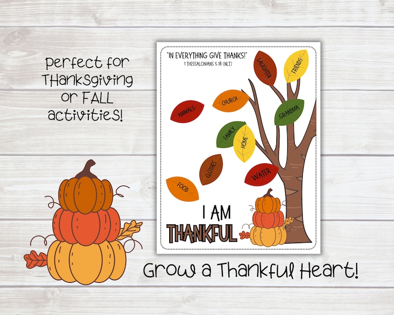 Thanksgiving/fall Gratitude Tree Kids Activity, 30 Faith-filled ...