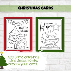 Kids Printable Christmas Cards to Colour, Set of 8, Sunday School ...