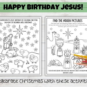 Happy Birthday Jesus Activity Pages, Set of 10 Fun Christmas Activities ...